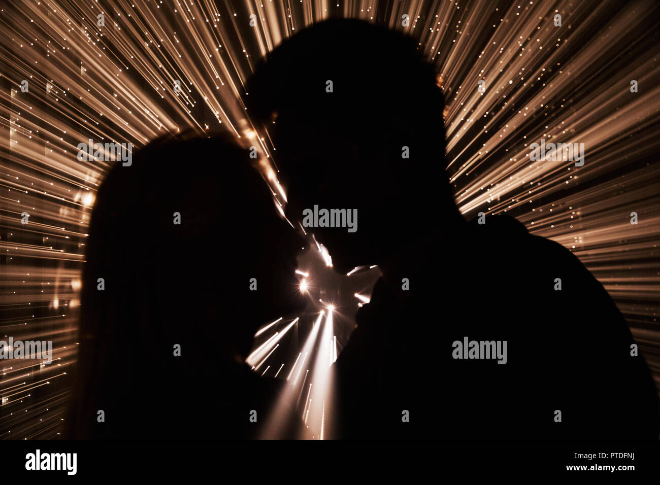 Light abstract projection. Colorful light rays. The silhouette of ...