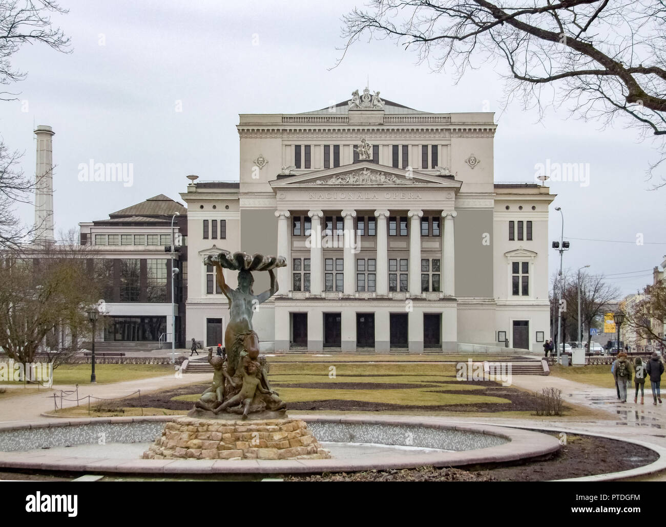 Latvian National Opera in Riga, the capital of Latvia at winter time ...