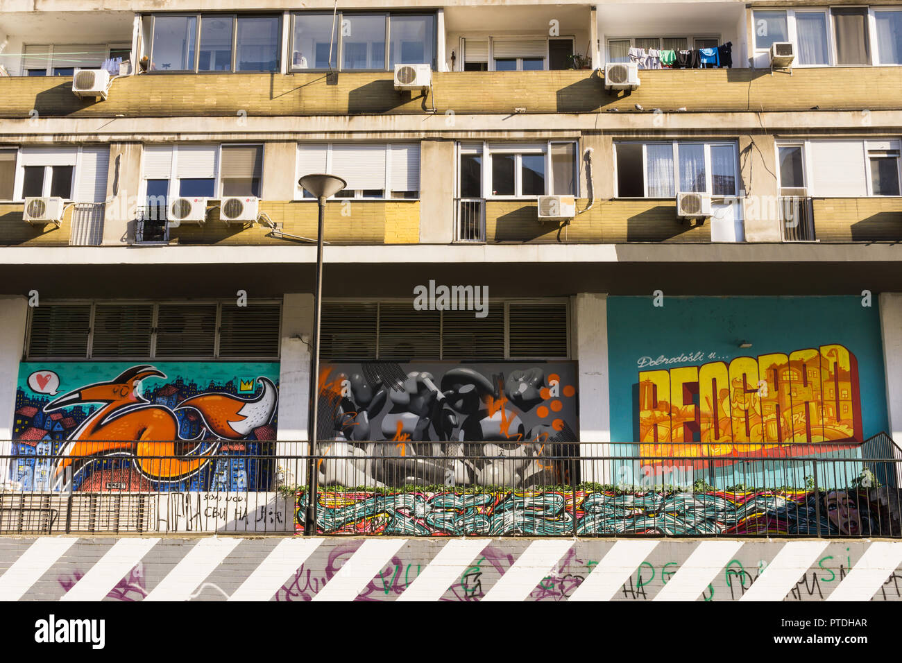 Belgrade street art on a residential building in Old Town (Stari Grad ...