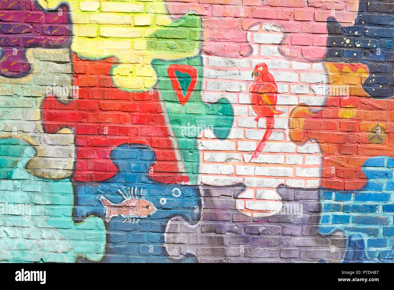 Colorful brick wall, bricks, background picture, texture Stock Photo ...