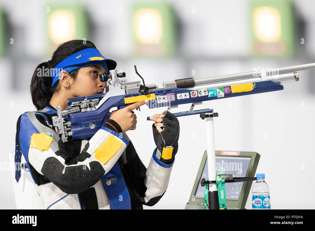 Buenos Aires. 8th Oct, 2018. Mehuli Ghosh of India reacts during the ...