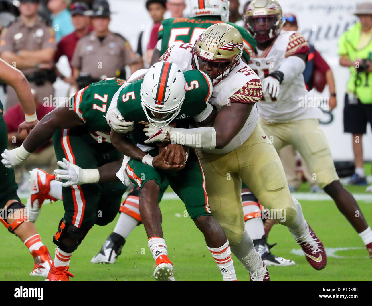 Miami Gardens, Florida, USA. 06th Oct, 2018. Florida State Seminoles ...
