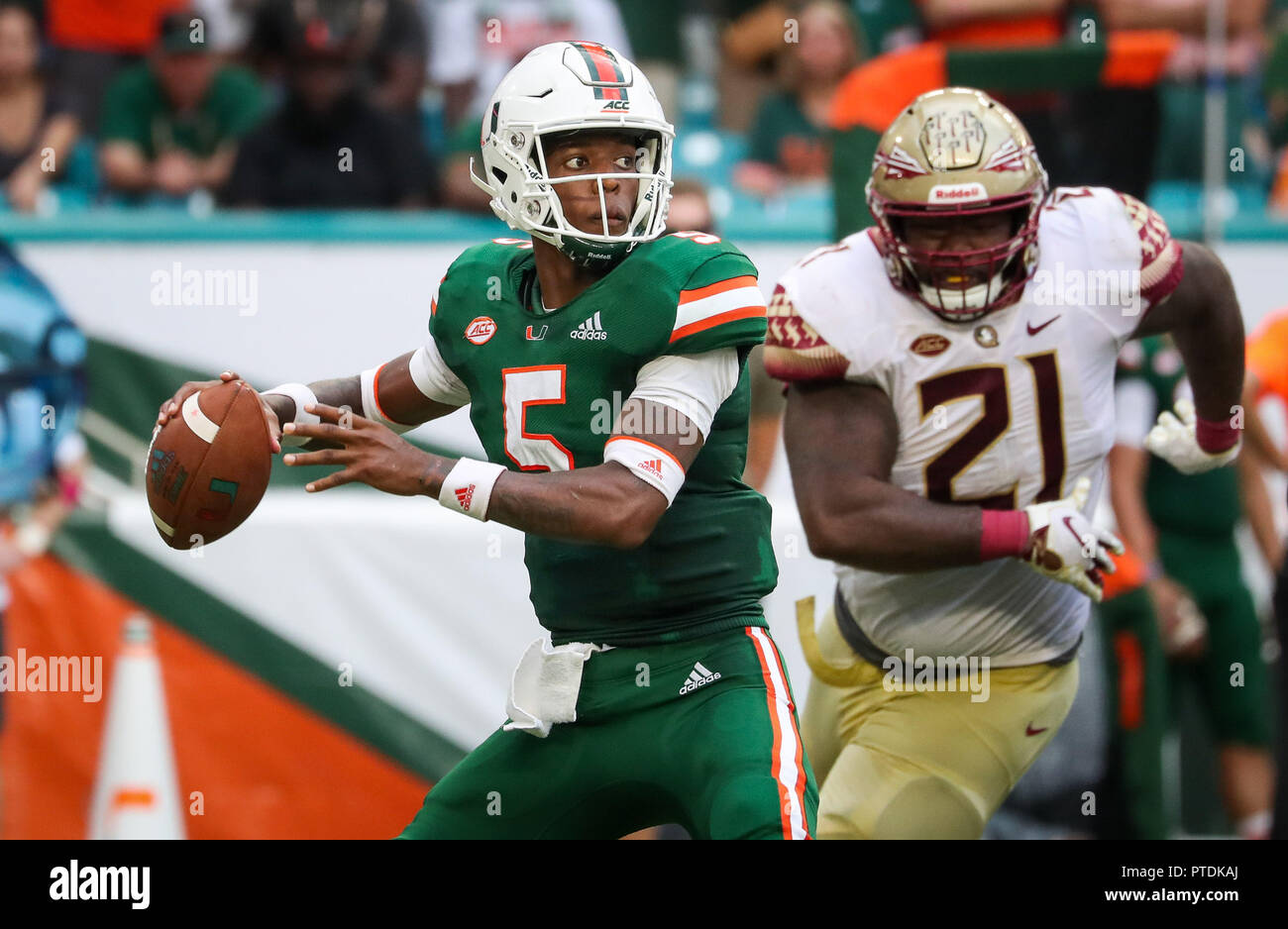 Miami Gardens, Florida, USA. 06th Oct, 2018. Miami Hurricanes ...