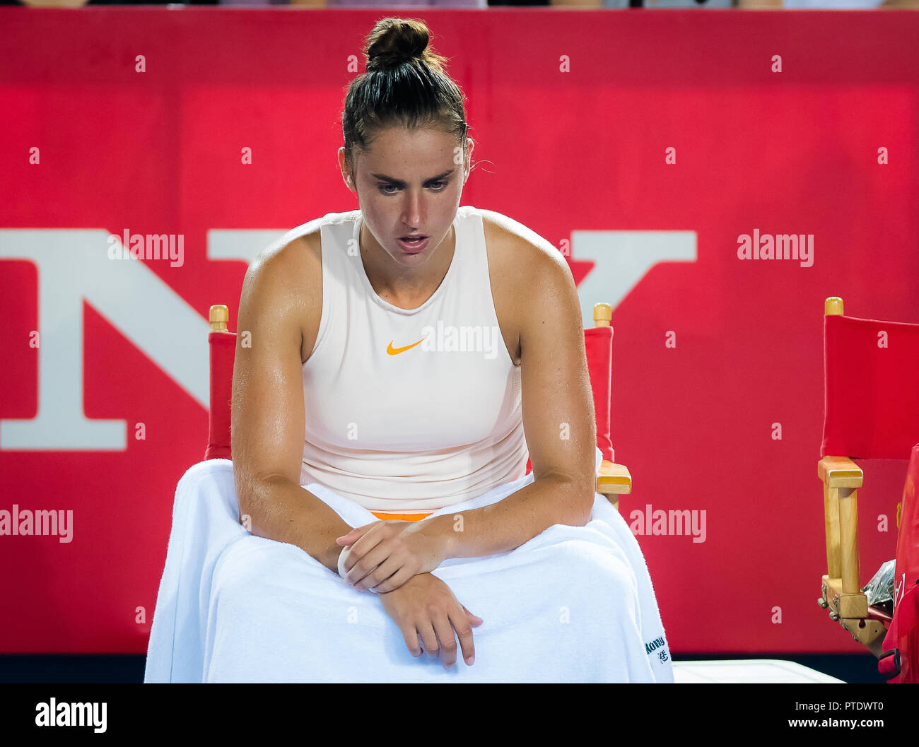 October 9, 2018 - Sara Sorribes Tormo of Spain in action during her ...