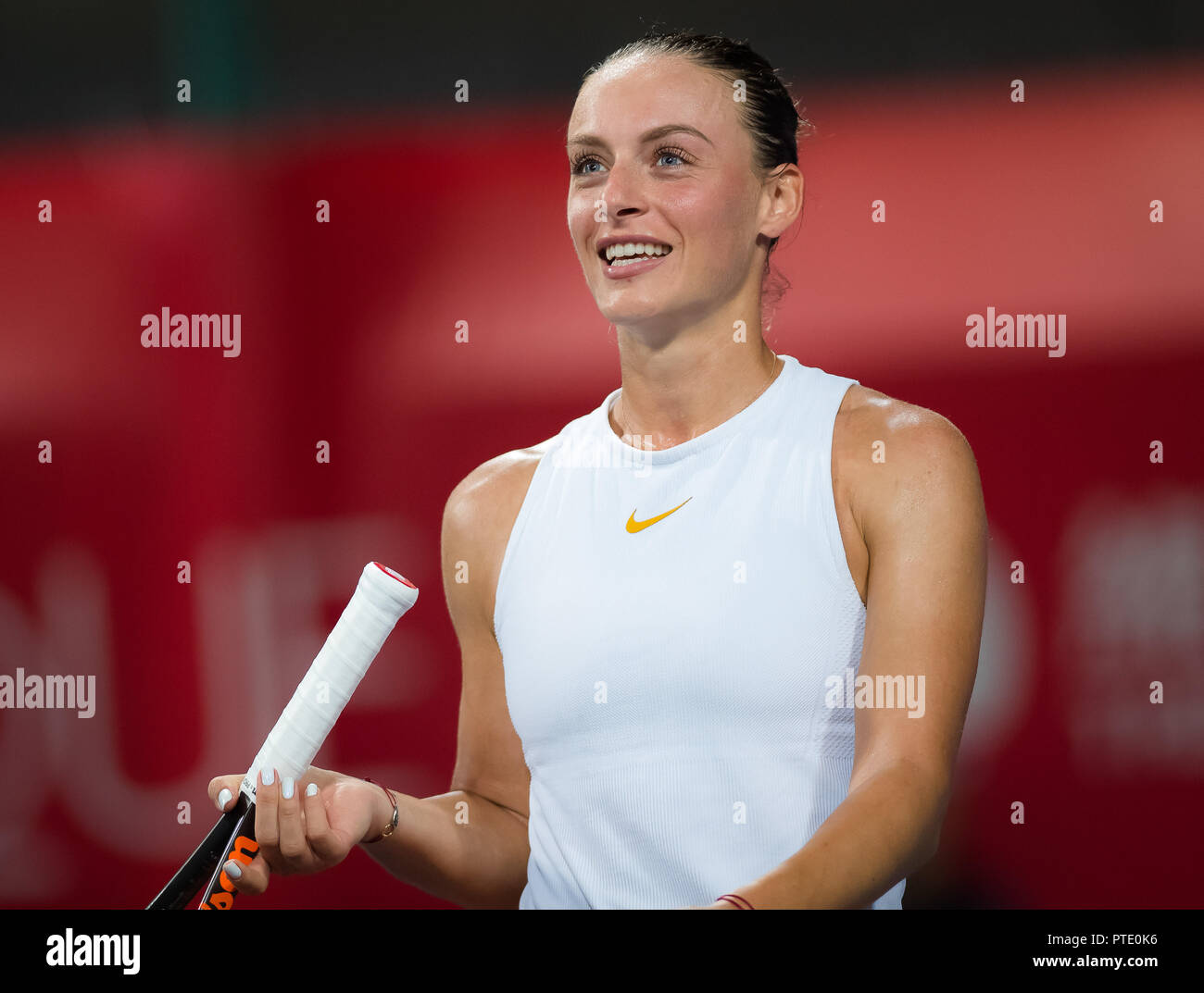 October 9, 2018 - Ana Bogdan of Romania in action during her first ...