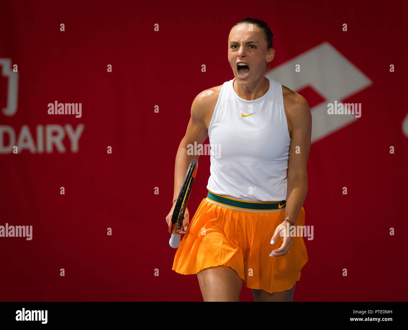 October 9, 2018 - Ana Bogdan of Romania in action during her first ...