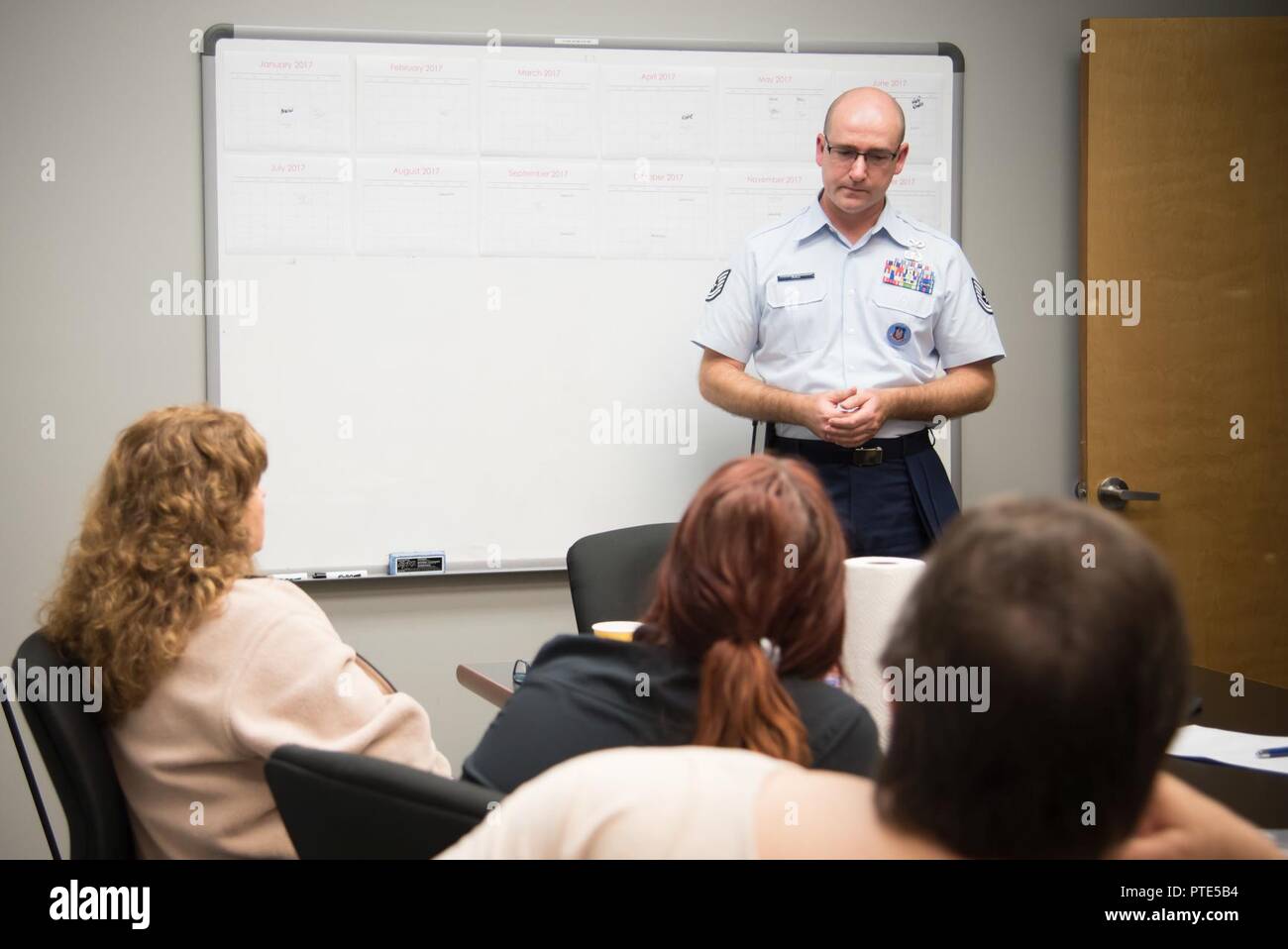 Tech. Sgt. David Rau, 403rd Wing recruiter, conducts a center of ...