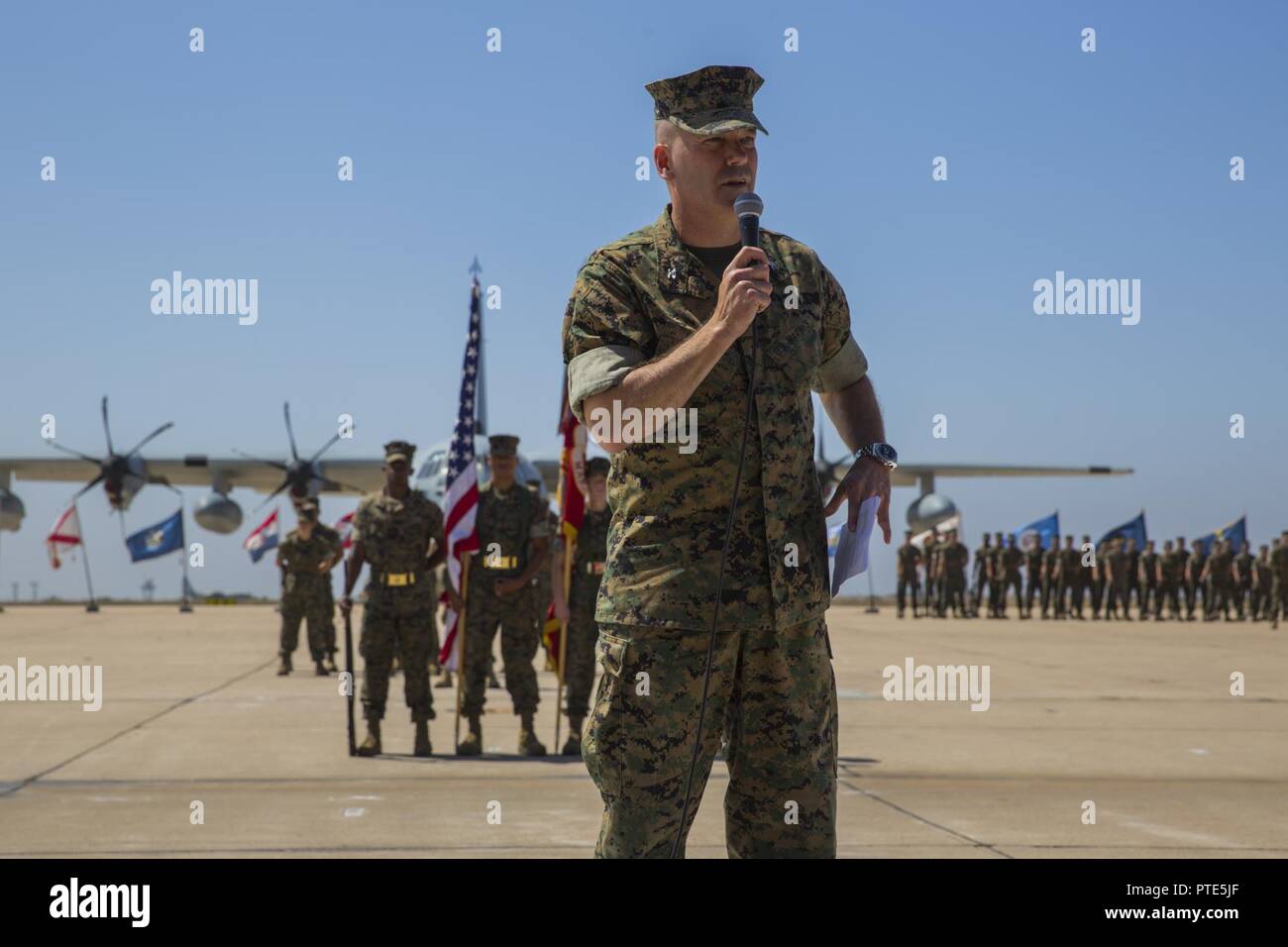 Col. William Swan, outgoing commanding officer of Marine Aircraft Group ...