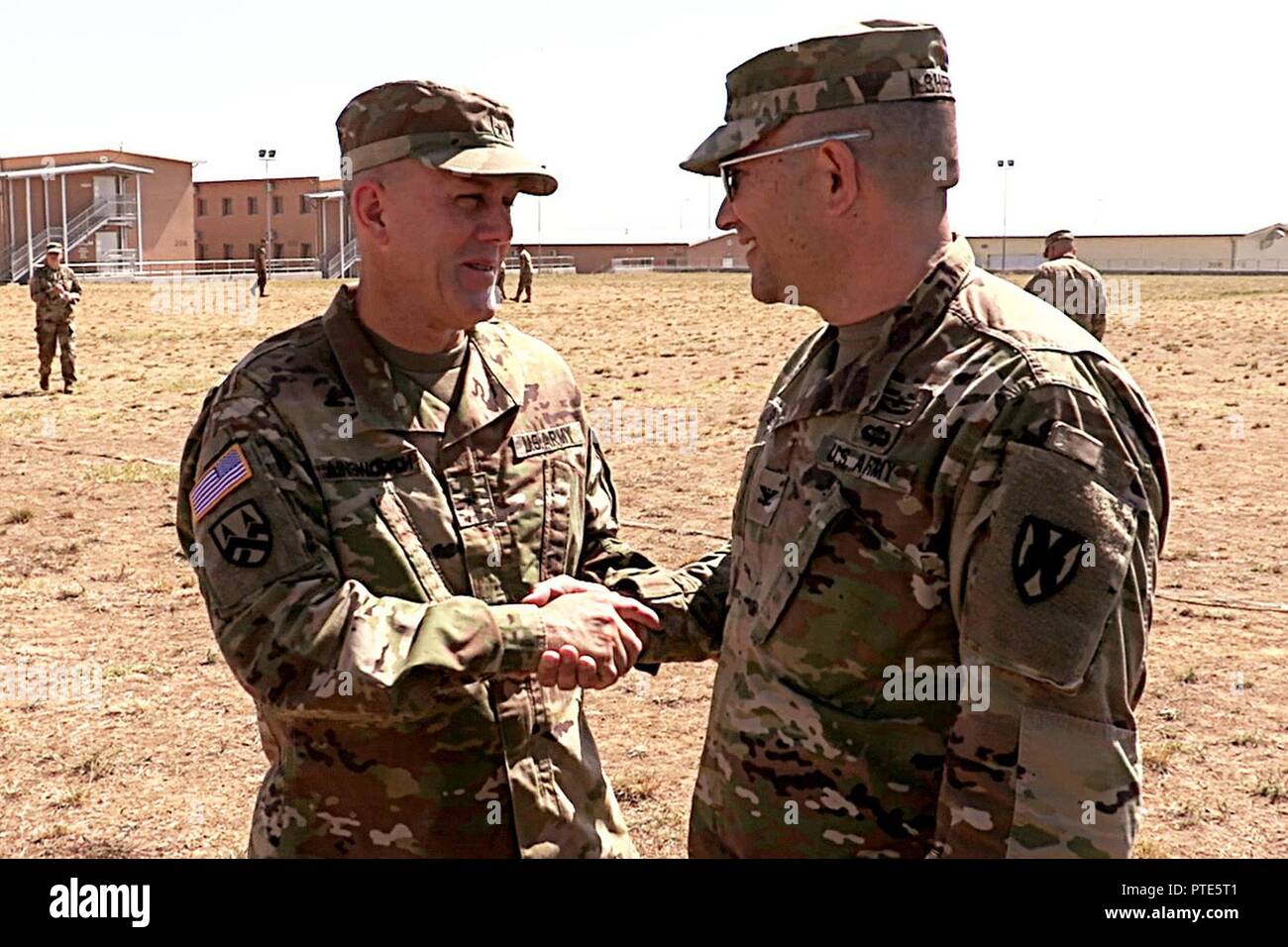 Col. Steven Shepherd, Black Sea Area Support Team commander, speaks with Brig. Gen. Steven ...