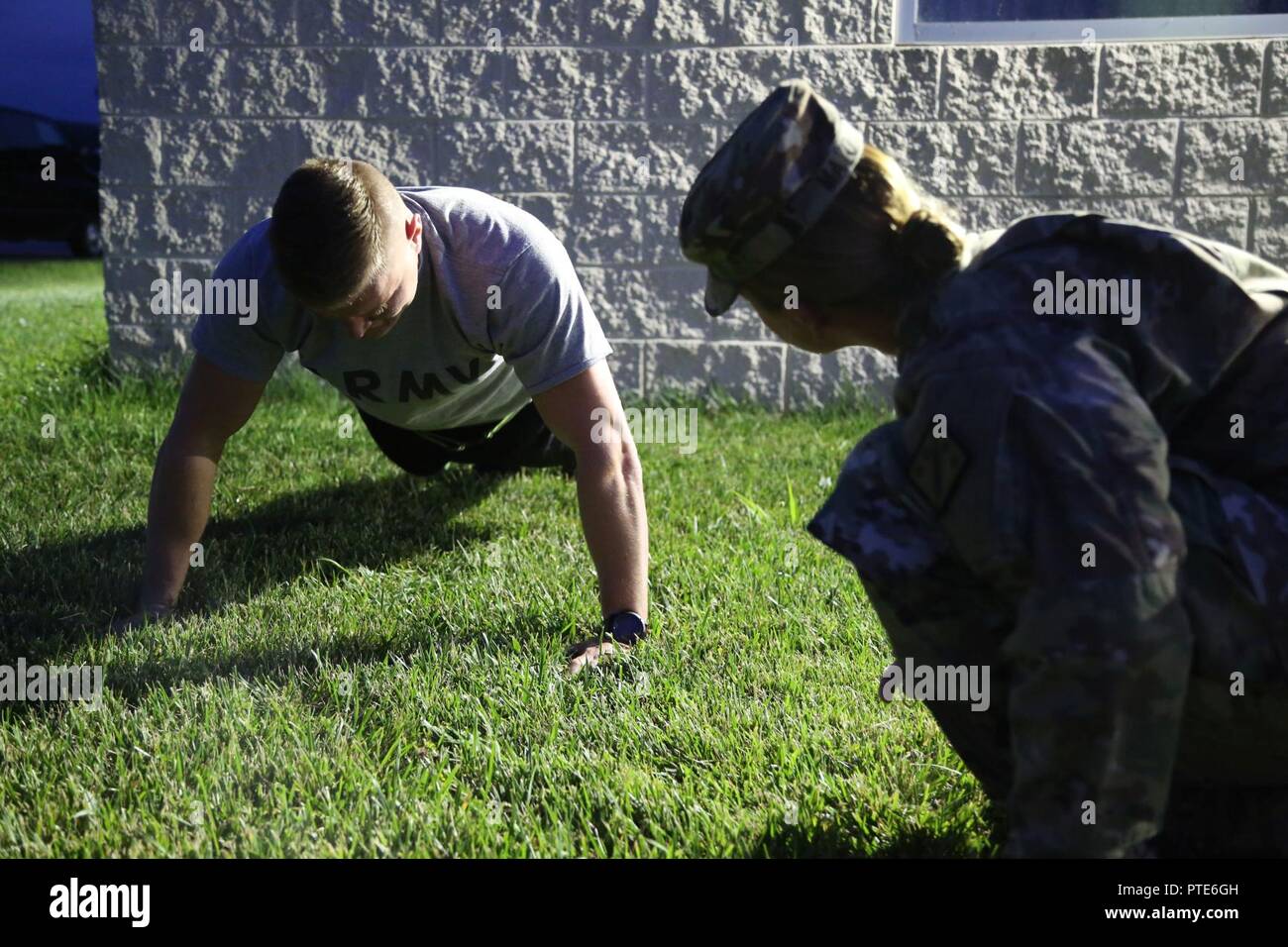 U.S. Army Spc. Thomas Keearns, 48th Chemical Brigade, conducts the push ...