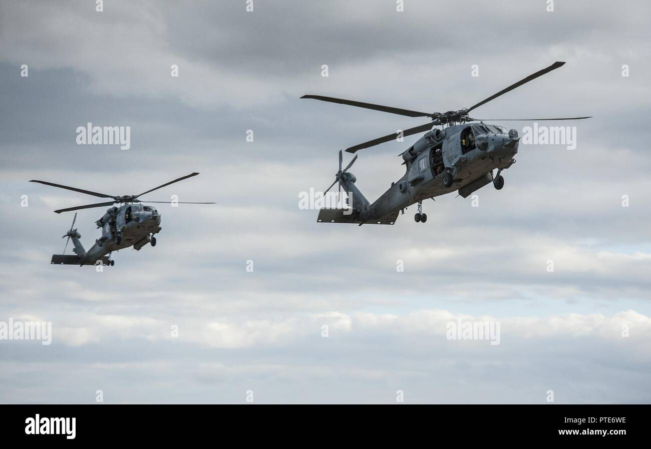 Two U.S. Navy HH-60H Sea Hawk helicopters assigned to Helicopter Sea ...