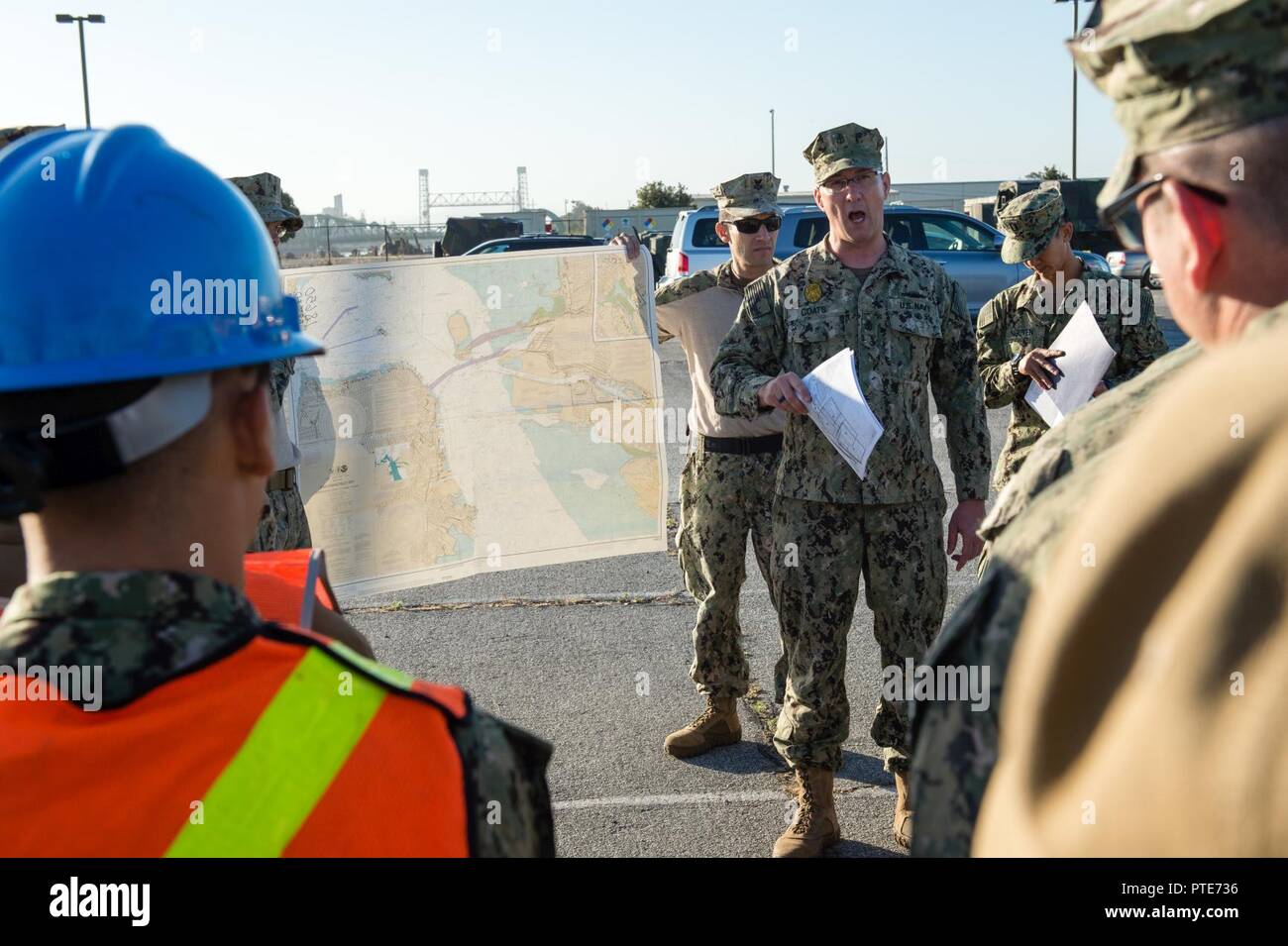 Calif. (July 15, 2017) Chief Master-at-Arms Jared Coats briefs Sailors ...