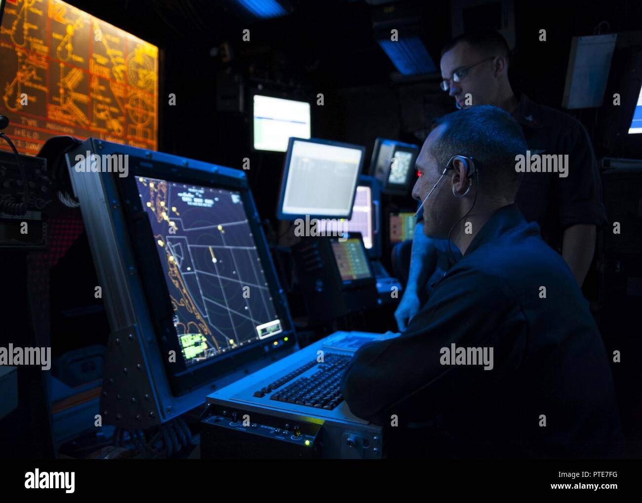 ATLANTIC OCEAN (July 16, 2017) Air Traffic Controller 1st Class Mark ...