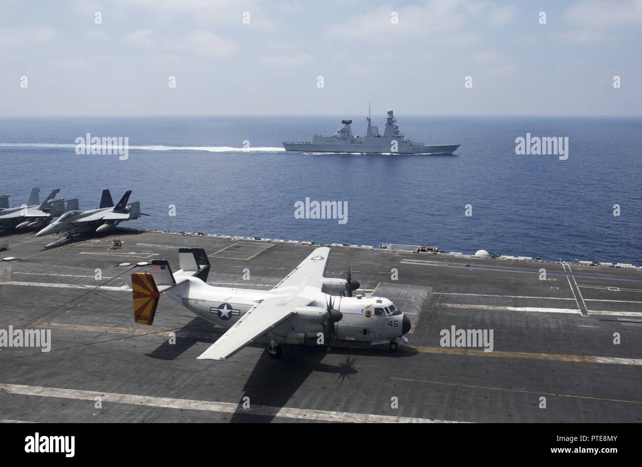 MEDITERRANEAN SEA (July 15, 2017) The French frigate FS Chevalier Paul (D621) steams alongside ...