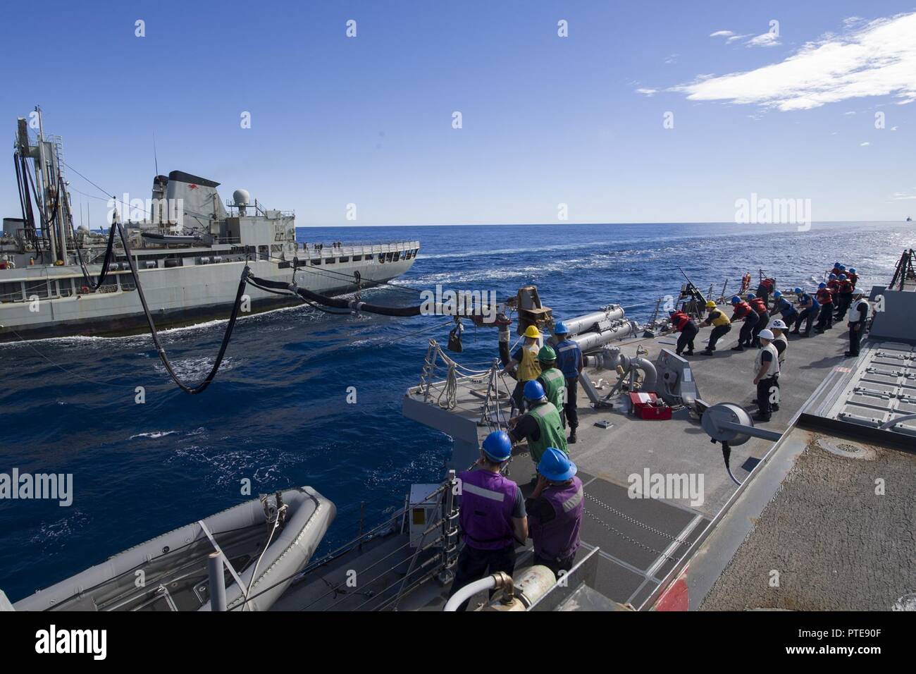 CORAL SEA (July 16, 2017) Sailors aboard Arleigh Burke-class guided ...