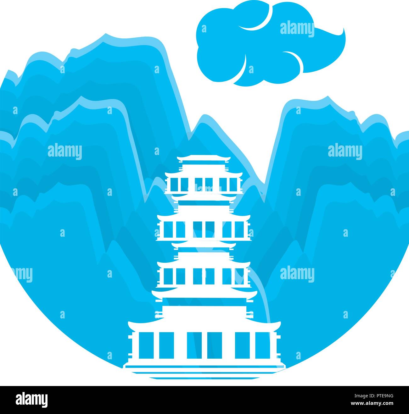 chinese portal with landscape isolated icon vector illustration design ...