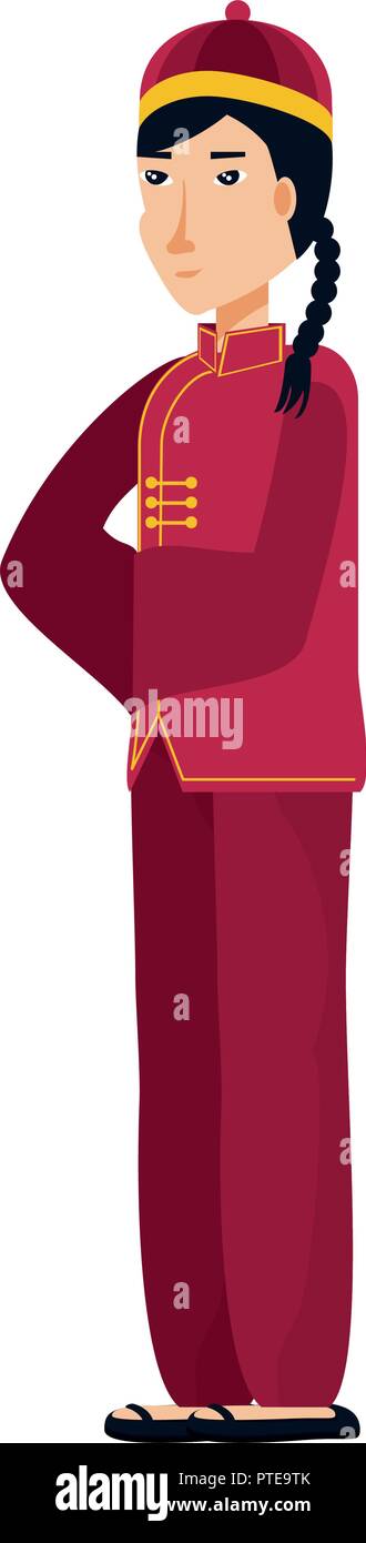 chinese man with traditional costume vector illustration design Stock ...