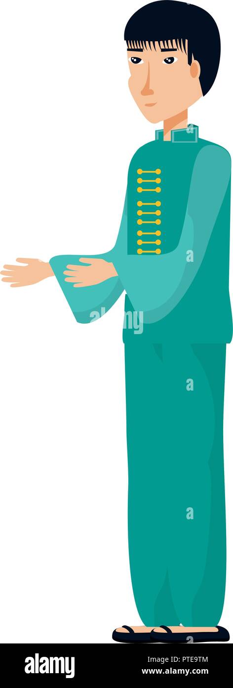 chinese man with traditional costume vector illustration design Stock ...