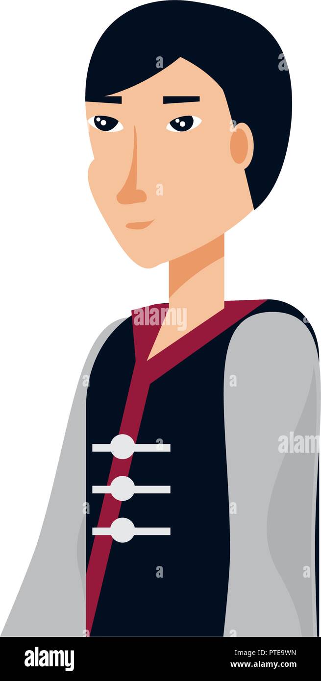 chinese man with traditional costume vector illustration design Stock ...