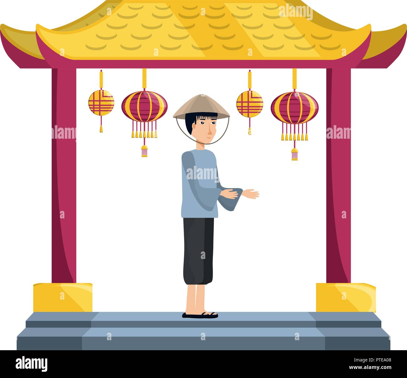 chinese portal with man peasant vector illustration design Stock Vector ...