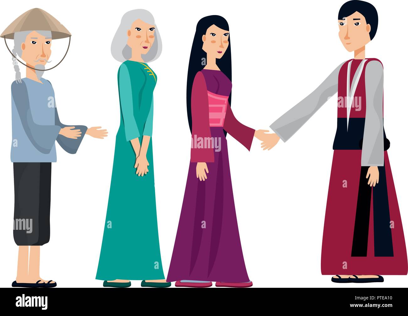 group of people chinese avatar character vector illustration design ...