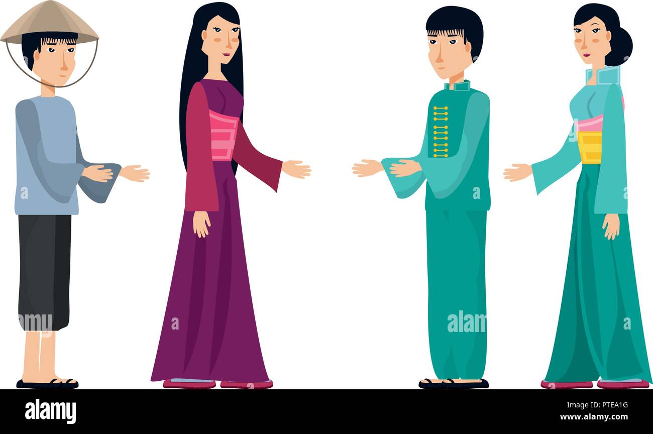 group of people chinese avatar character vector illustration design ...