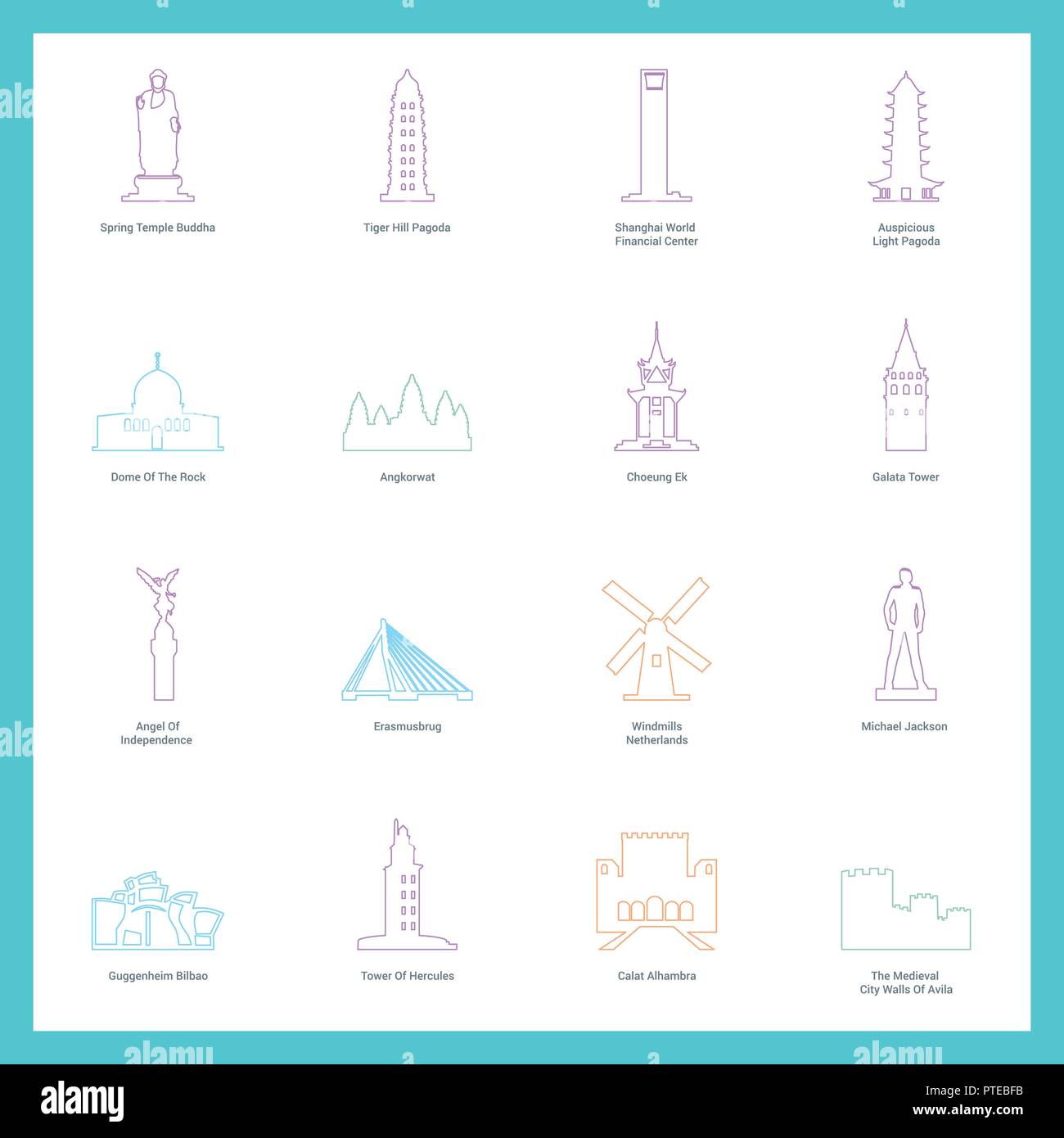 World landmarks monuments Stock Vector Images - Alamy