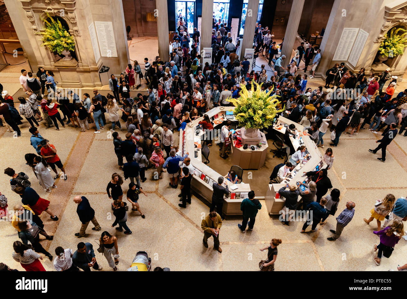 New York City, USA - June 23, 2018: Crowd of people at main hall of ...