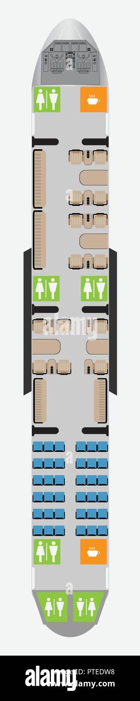 Business Private jet Aircraft Seat Map Vector illustration Stock Vector ...