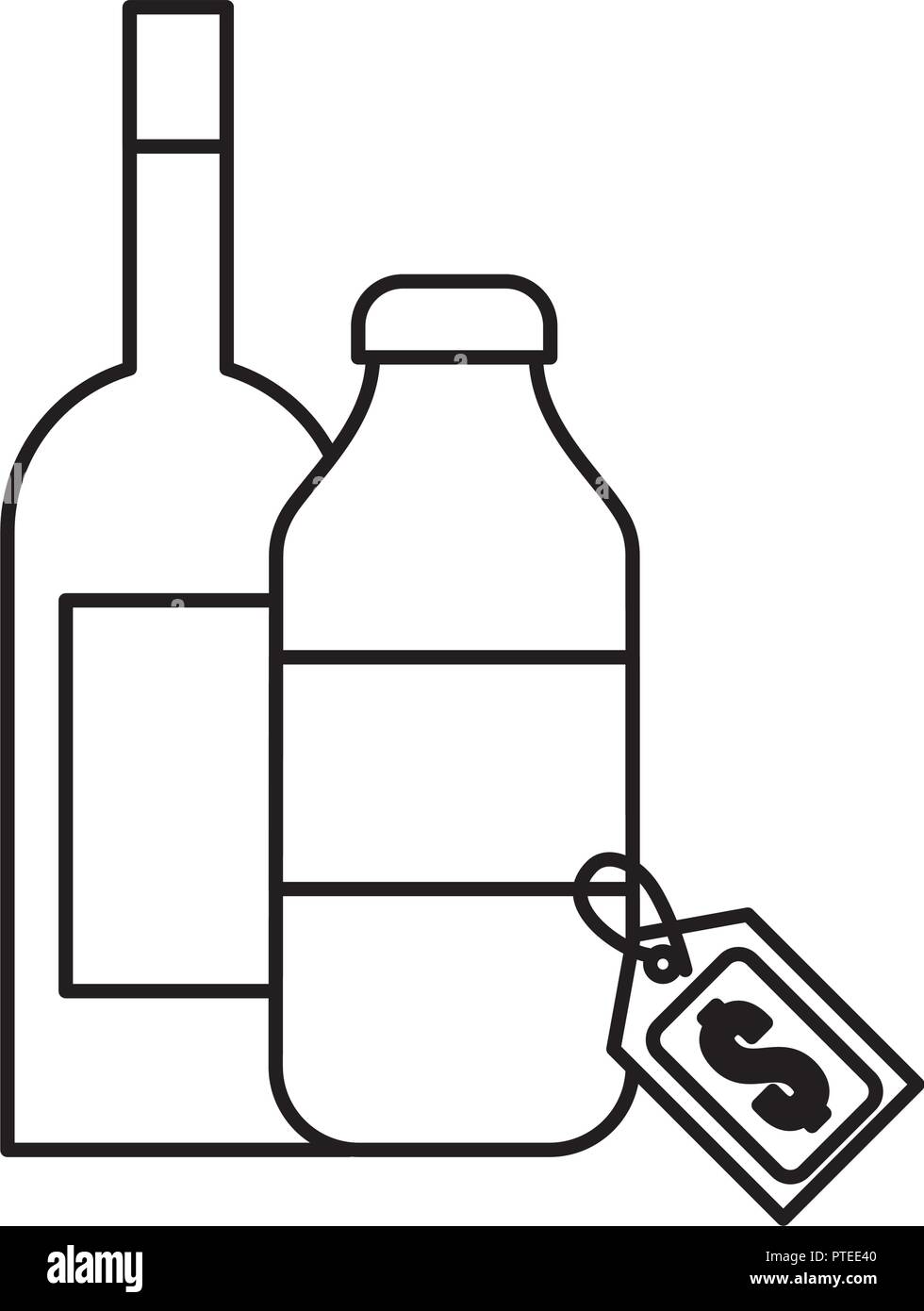 two bottle drink beverage tag price supermarket vector illustration ...
