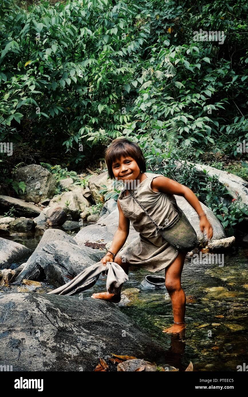 Santa Marta, Magdalena / Colombia - MARCH 10 2016 : kogi tribal kid ...