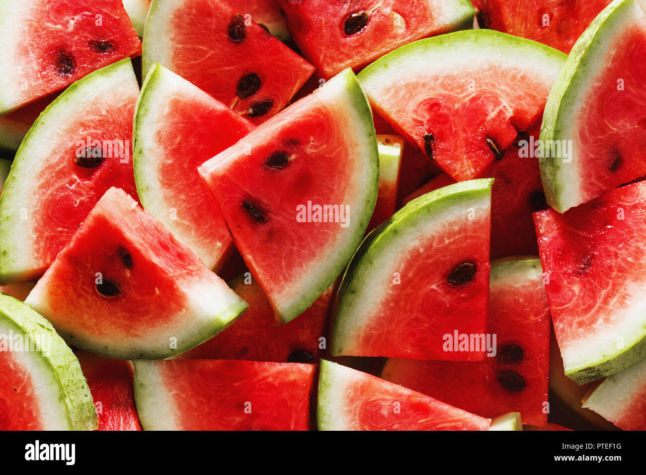 Top view watermelon slice on stone blue background flat lay Stock Photo ...