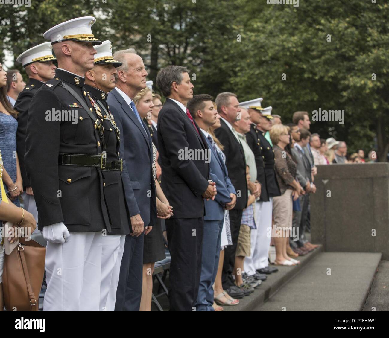 From left, U.S. Marine Corps Col. Tyler J. Zagurski, commanding officer ...
