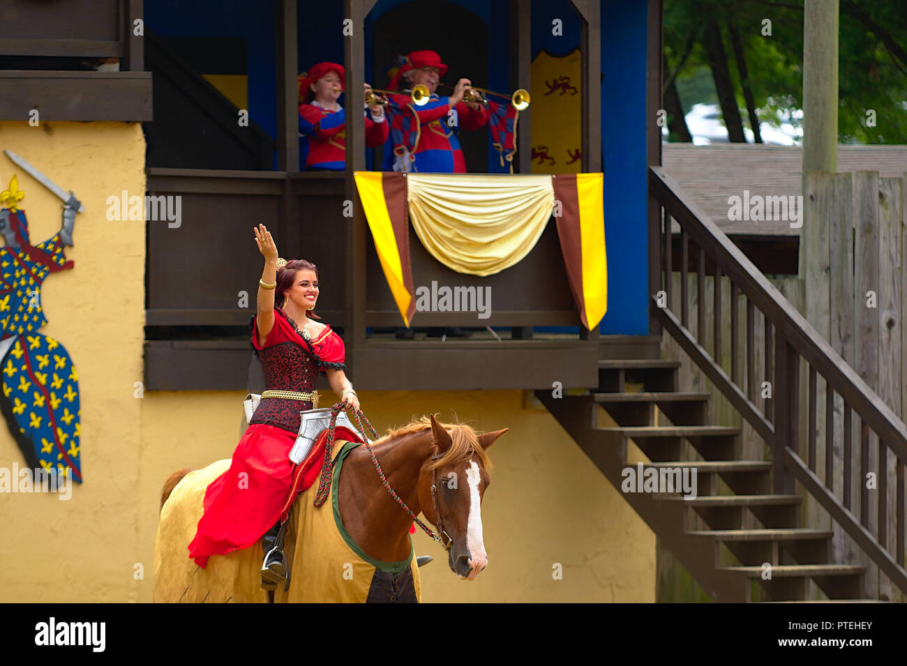 Renaissance Princess on horseback at jousting games Stock Photo - Alamy
