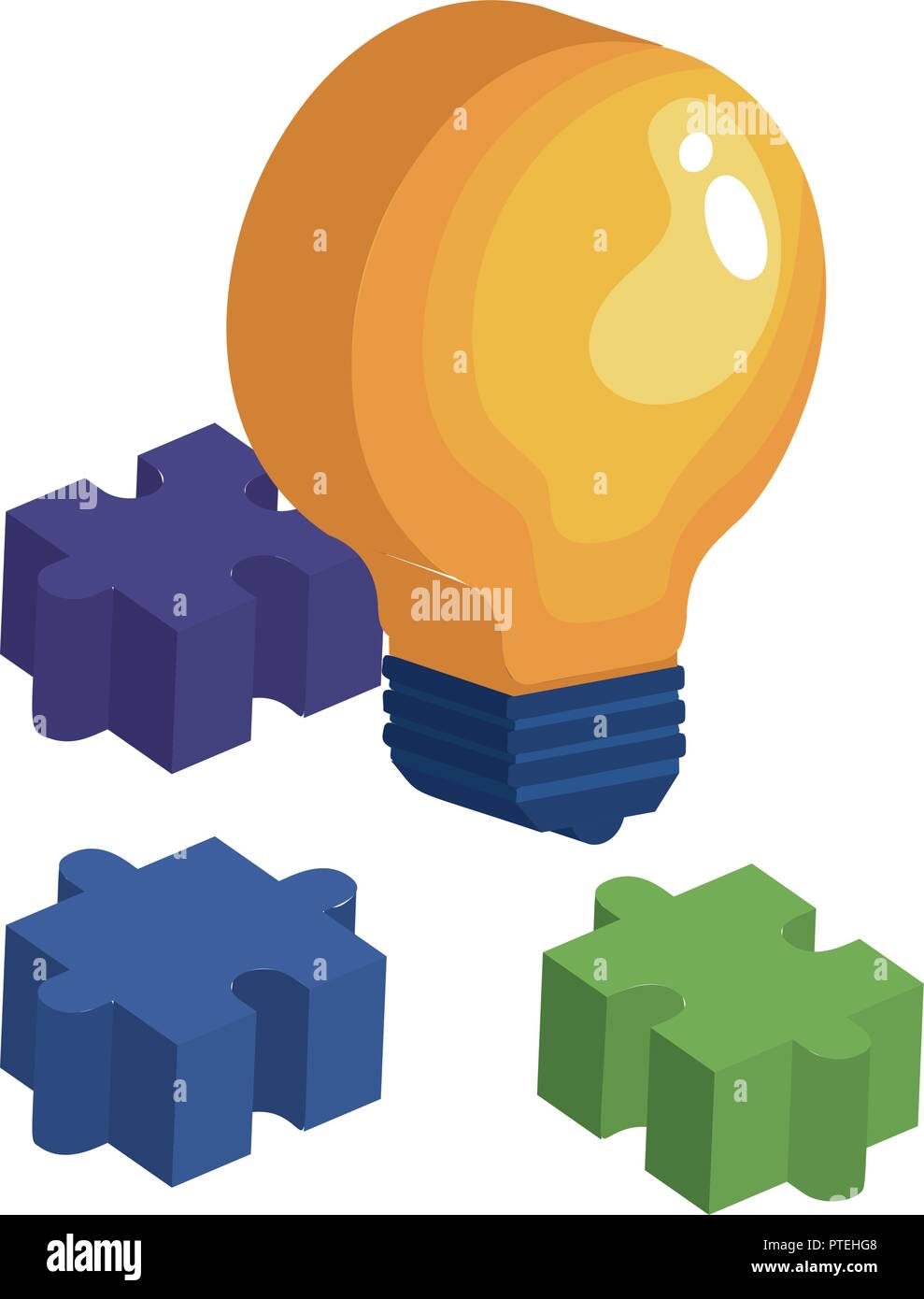 bulb light idea with puzzle pieces Stock Vector Image & Art - Alamy