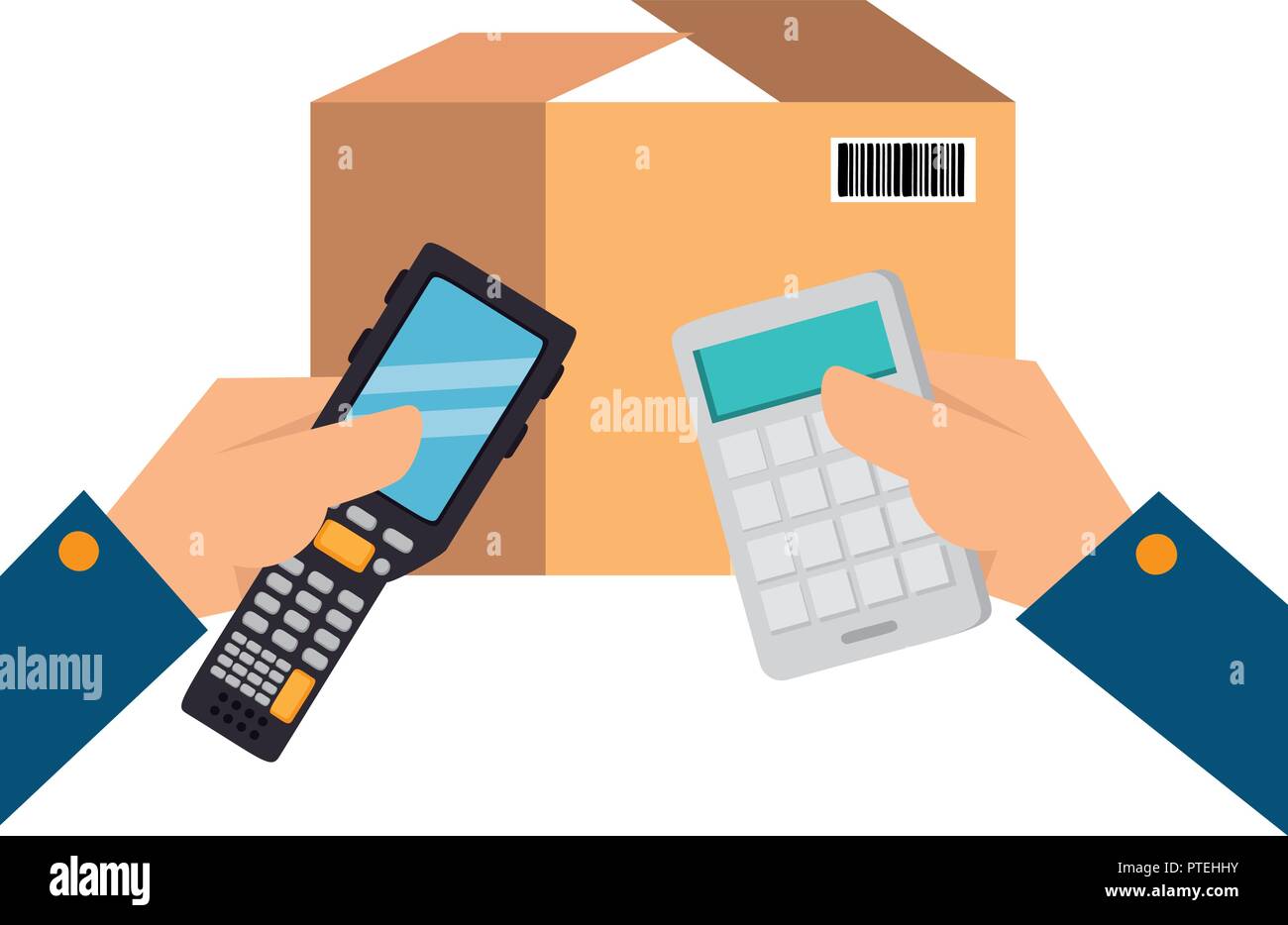 packing box with voucher and calculator Stock Vector Image & Art - Alamy