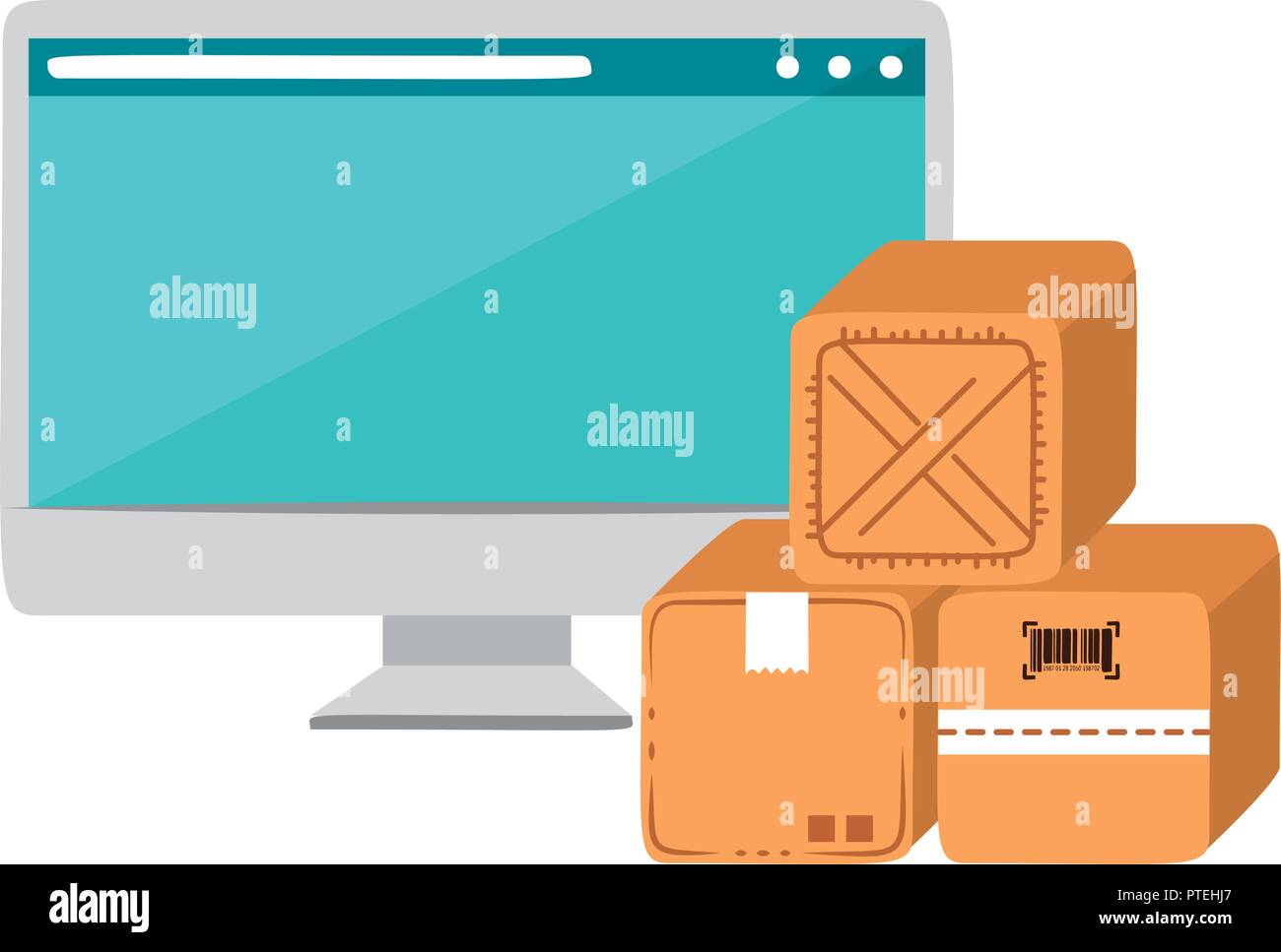 desktop monitor with boxes Stock Vector Image & Art - Alamy