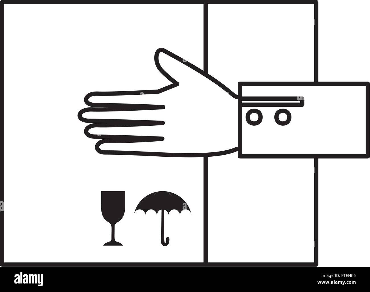 hand with packing box carton Stock Vector Image & Art - Alamy