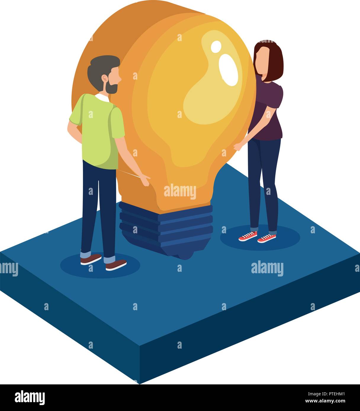 couple with bulb avatars characters Stock Vector Image & Art - Alamy