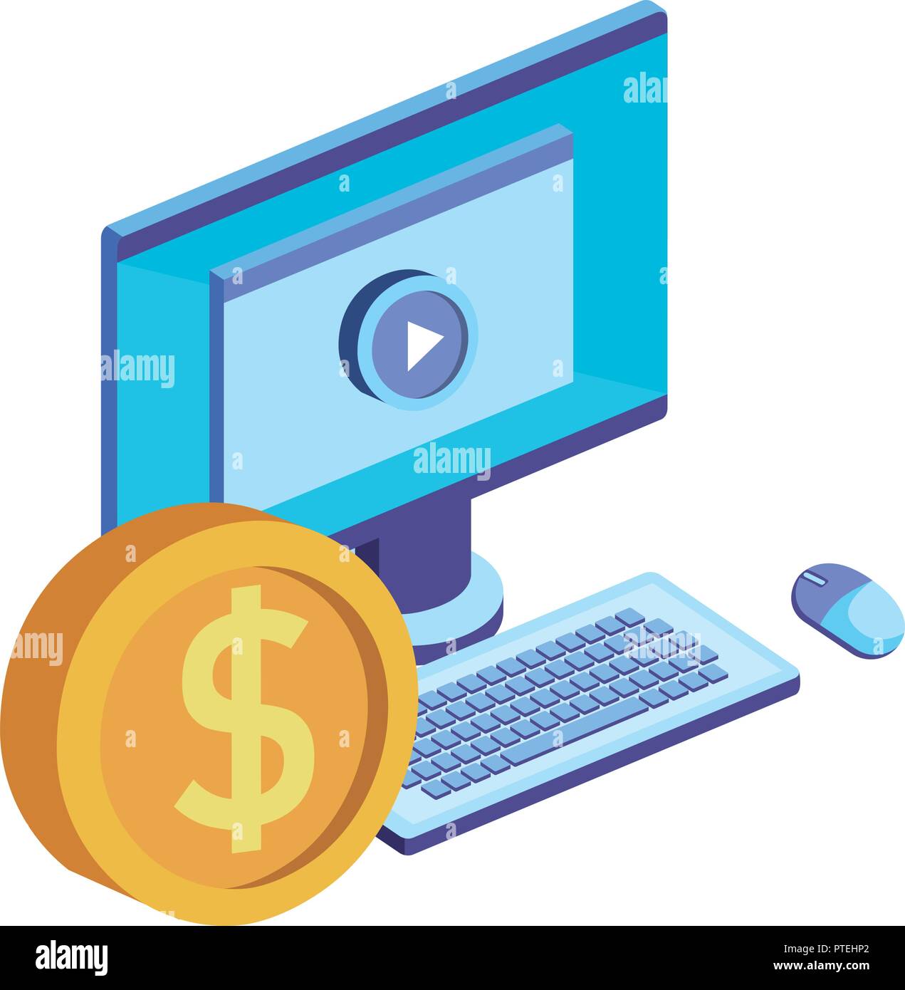 desktop with media player and coin Stock Vector Image & Art - Alamy