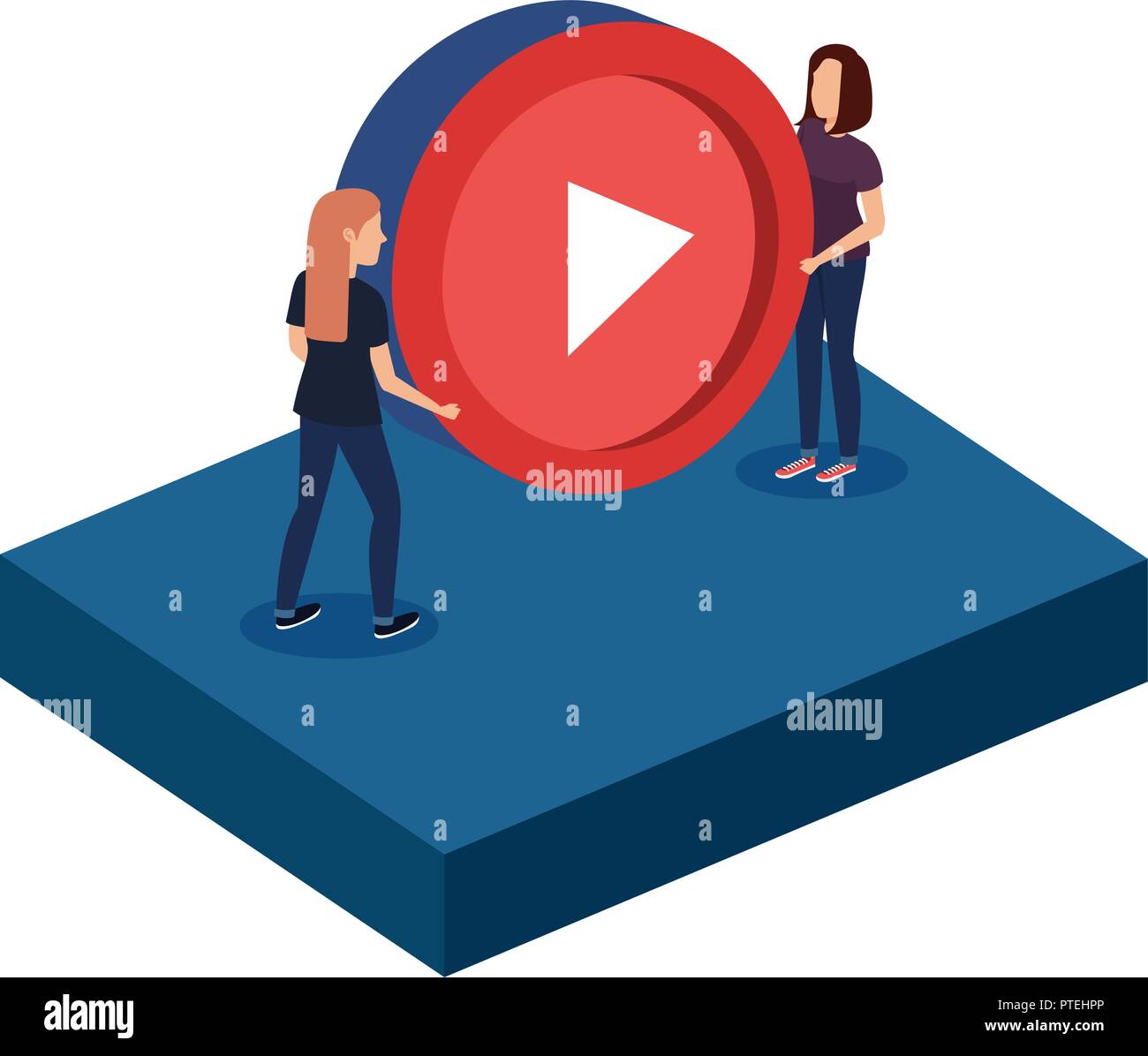 women with play button Stock Vector Image & Art - Alamy