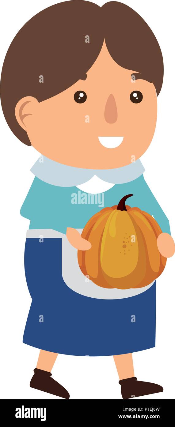 pilgrim woman with pumpkin Stock Vector Image & Art - Alamy