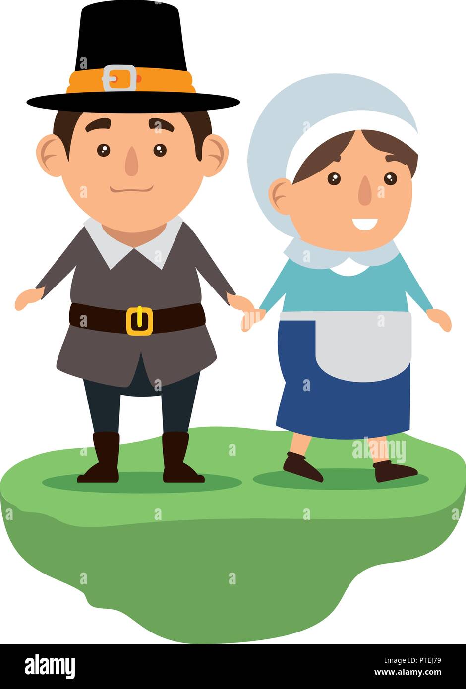 pilgrims couple characters icon Stock Vector Image & Art - Alamy