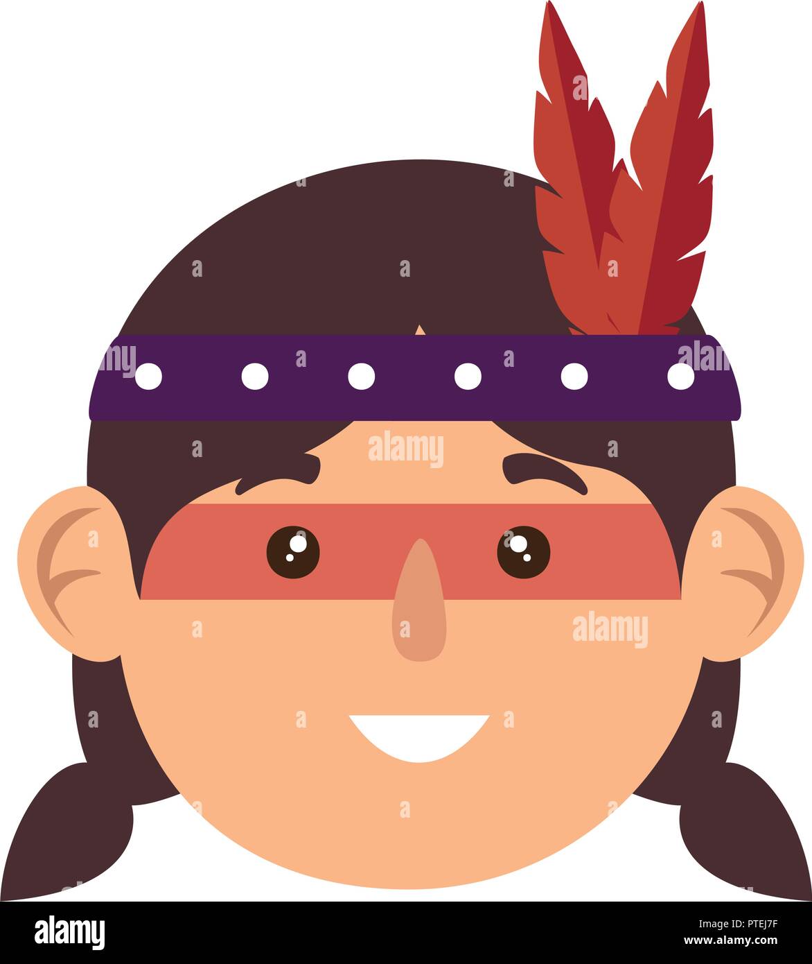 thanksgiving indigenus girl head character Stock Vector Image & Art - Alamy