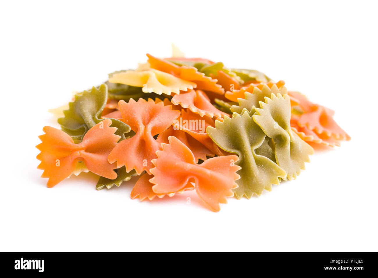 Farfalle pasta. Colorful italian pasta isolated on white background ...