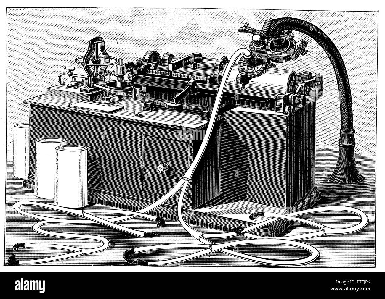 Edison's new phonograph with accessories, 1900 Stock Photo - Alamy