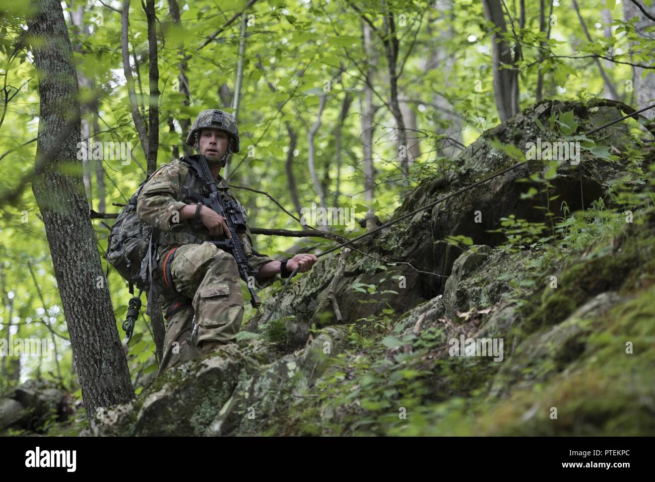 A U.S. Soldier assigned to Alpha Company, 3rd Battalion, 172nd Infantry ...