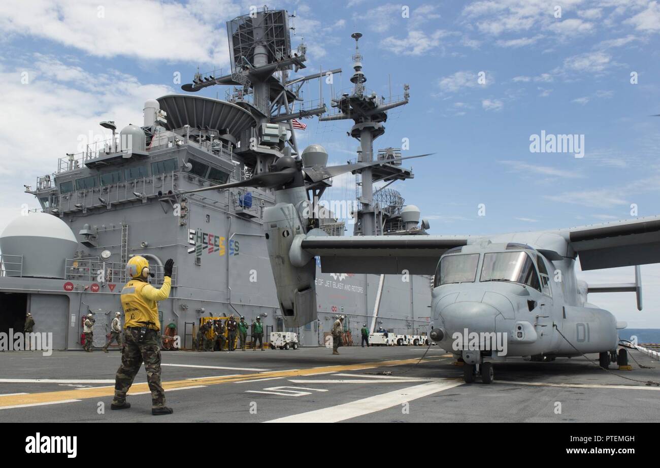 ATLANTIC OCEAN (July 16, 2017) An MV-22 Osprey, assigned to Marine ...