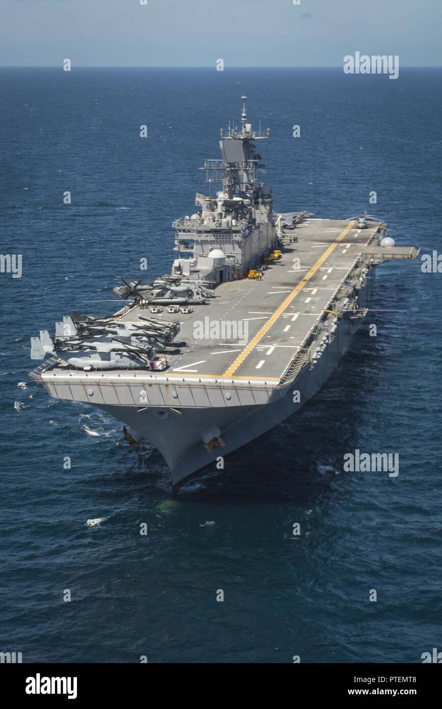 ATLANTIC OCEAN (July 14, 2017) The amphibious assault ship USS Iwo Jima ...