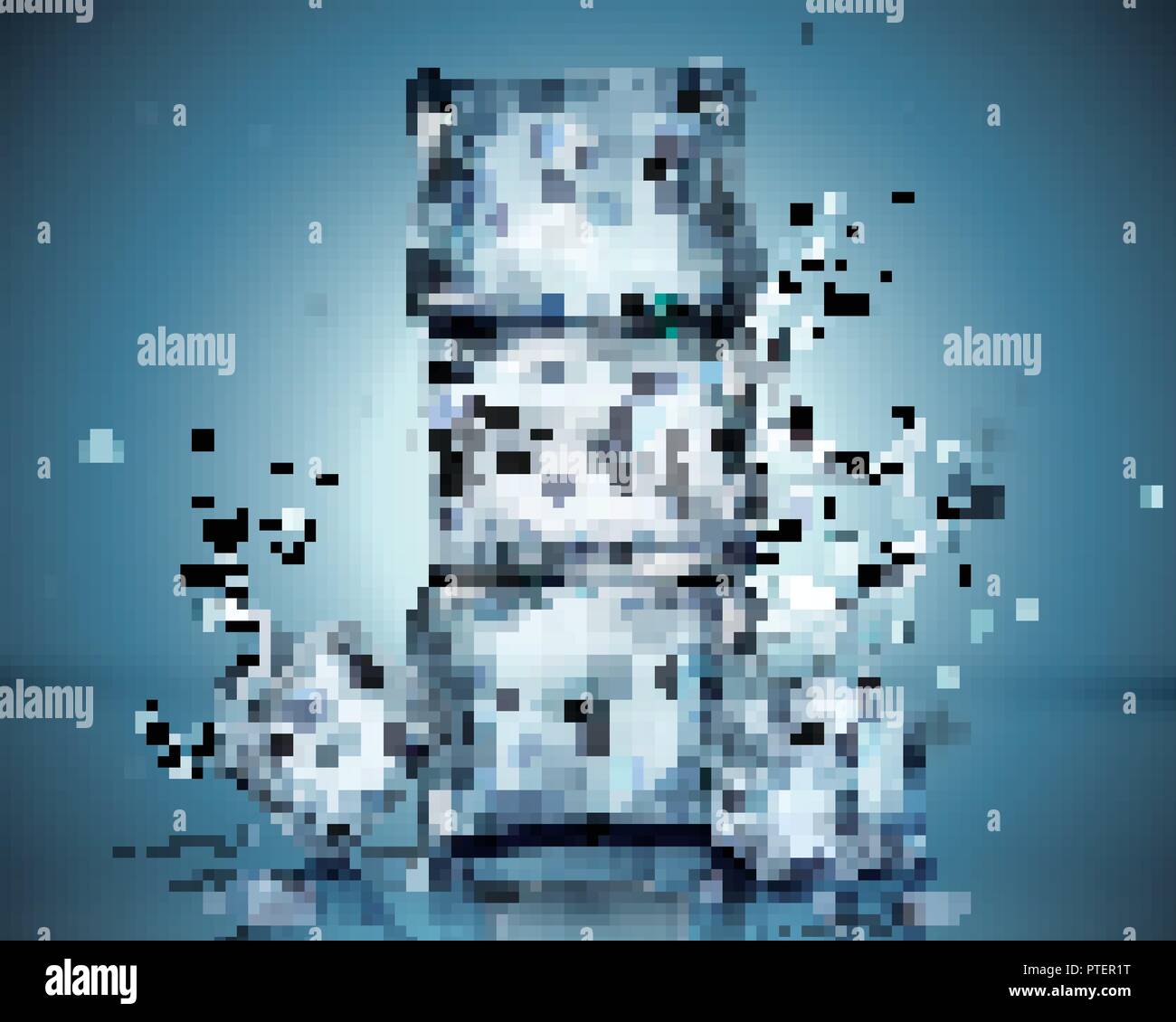 Set of ice cubes with condensation and splashing water in 3d ...